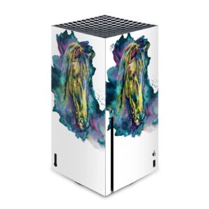 head case designs officially licensed riza peker horse art mix vinyl sticker gaming skin decal cover compatible with xbox series x console