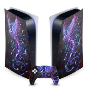 head case designs officially licensed christos karapanos phoenix art mix vinyl faceplate gaming skin decal compatible with sony playstation 5 ps5 digital edition console and dualsense controller