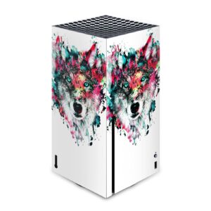 head case designs officially licensed riza peker wolf art mix vinyl sticker gaming skin decal cover compatible with xbox series x console