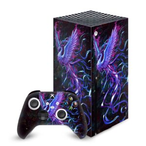 head case designs officially licensed christos karapanos phoenix art mix vinyl sticker gaming skin decal cover compatible with xbox series x console and controller bundle