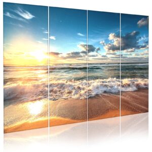 evenreach art acoustic panels, 48"x32" self-adhesive sound proof panels for walls, 8 pack decorative sound absorbing panels for home office (beach)