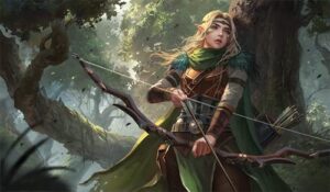 fantasy north aelwyn alorr - wood elf ranger - tcg playmat and mouse pad - 24 x 14 inches