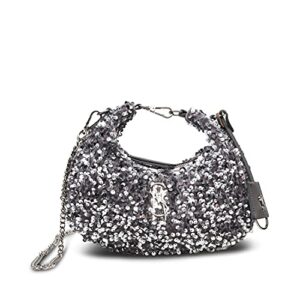 steve madden womens steve madden brendas sequin clutch crossbody, silver, one size us