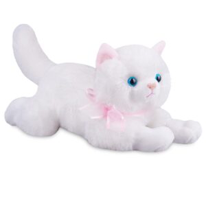 plush cat stuffed animal white cat realistic toy super soft kitten cuddly pet kitty fluffy soothing hugging sleeping birthday christmas children's day gift for kid 14.96"