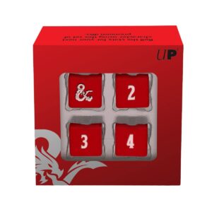 heavy metal red and white d6 dice set for dungeons & dragons - great for rpg, dnd, mtg as gamer dice or board gaming dice