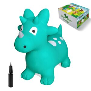 hotmax bouncy horse, dinosaur hopper toys for kids, inflatable ride on bouncy animals toys for toddlers, jumping horse for baby year old birthday gift for boy or girl (triceratops)