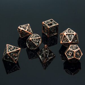 dnd dice set polyhedral metal dice dungeons and dragons ttrpg role playing game d&d dice set 7pcs d8 d4 d12 d20 & d10(random distribution color ancient-leaden grey or ancient red copper)