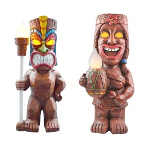 lhcdbr angry tiki couple garden decoration,maya totem decor,solar ​powered outdoor decor led garden light,for indoor outdoor decoration