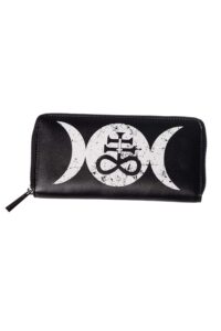 lost queen women's triple moon occult cross zip around wallet tempest ladies clutch