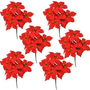 wistart 30pcs christmas artificial poinsettia flowers