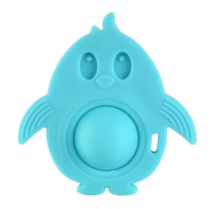 eztotz popz baby teether toy - made in the usa - pop it sensory toys for 0-6 months + - 100% silicone dimple popper for newborns and infants - bpa free