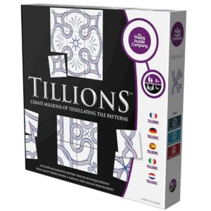 tillions - tile puzzle game for kids & family with millions of possibilities. steam educational game promotes shape sorting & symmetry learning. 144 magnetic tiles & folding magnetic board for ages 6+