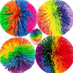 abitor 4 packs large monkey stringy balls, size 8 cm 3.2 inch., weight 60 g ,0.14 lbs., stress relief balls color elastic balls , bpa , phthalate , latex-free, fidget balls colorful bouncy koosh balls