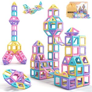 rurvale toddler girl toys, magnetic tiles basic set, birthday gifts ideas for girls age 3-5, magnetic building blocks, magnet stem montessori toddler kids toys gifts for 3 4 5 6 7 year old girls