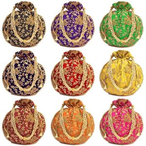 flyingasedgle handicrafts and jewellery designer women potli bags or wristlets or rajasthani batwa for wedding & parties, best for gifting (pack of 1 potali)