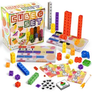 math number blocks stem cubes manipulatives cubes - 100pcs+ math games for kids 6-8 toys number blocks stem toy supplies construction toy gift for preschool kindergarten learning abacus building