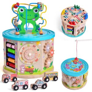 fun little toys activity cube toys baby wooden bead maze shape sorter toys, activity cube for toddlers