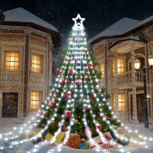 meshuba star string lights outdoor patio decoration 317 led waterfall christmas tree lights indoor outside decoration lights for party, yard, garden, holiday, home décor, white