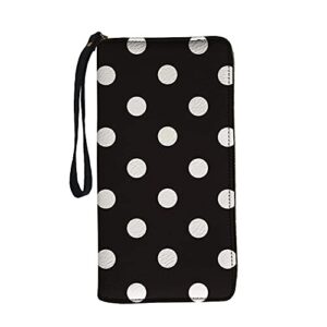 jeiento polka dot wristlet wallet for women fashion handbag money clips phone holder clutch bag zip around with wristlet strap for girls womens leather purse lady travel business