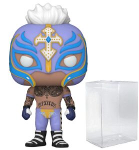 pop wwe: rey mysterio funko pop! vinyl figure (bundled with compatible pop box protector case) multicolored 3.75 inches