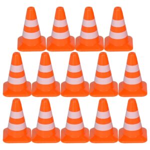 toyandona 7pcs mini traffic cones, 1. 37 inch play traffic signs safety cones mini road signs toy for kids street signs playset