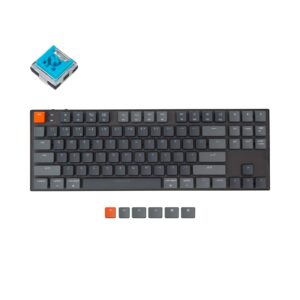 keychron k1 rgb hot-swappable tenkeyless layout ultra-slim wireless bluetooth/wired usb mechanical keyboard for mac windows with low-profile keychron optical blue switch full aluminum - version 5