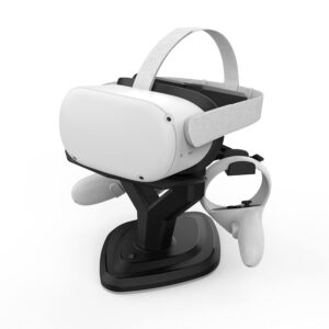 amvr vr stand accessories compatible with meta quest 2,quest,rift or rift s vr headset and touch controllers,with more stable and heavy base (black)