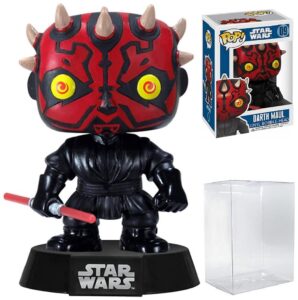 pop star wars: the phantom menace - darth maul [orig blue box art] funko pop vinyl figure (bundled with compatible pop box protector case), multicolored, 3.75 inches