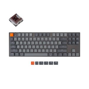 keychron k1 tenkeyless layout ultra-slim hot-swappable wireless bluetooth/wired usb mechanical keyboard for mac windows with low-profile optical brown switch white led backlit - version 5