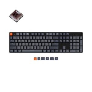 keychron k5 se hot-swappable ultra-slim wireless bluetooth/wired usb mechanical keyboard with low-profile optical brown switch, full size layout 104-key white led backlit for mac and windows