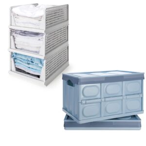 homde closet organizer bundle: 3 pack clothes organizer and 2 pack storage boxes