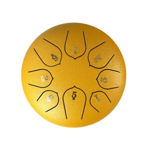 laoze steel tongue drum-12 inch 13 note percussion instrument lotus hand pan drum with drum mallets carry bag (6''-8note, gold)