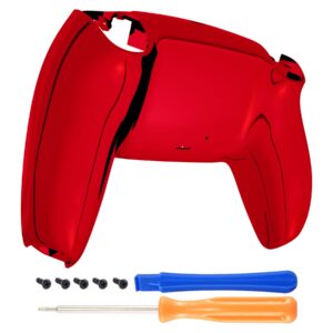 extremerate chrome red glossy custom back plate bottom shell compatible with ps5 controller, replacement back shell cover compatible with ps5 controller