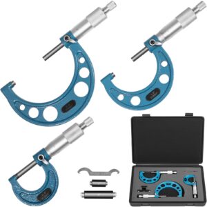 vevor outside micrometer set, 0-3" machinist micrometer, 0.0001" graduation micrometer set, 3 pcs machinist tool set, alloy precision micrometer, laser-etched micrometer standard set with fitted case