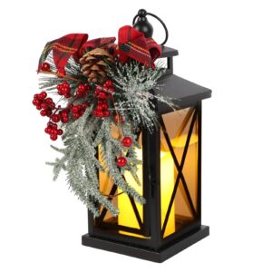 christmas candle lantern 14inch, christmas lanterns garden flashing candle light, decorative hanging lantern for indoor home tables and fireplaces outdoor patios