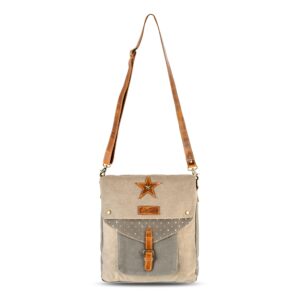 sixtease womens shoulder bag vintage style shoulder bags for women - made with genuine leather, upcycled canvas, or hair on - handmade, adjustable strap, brass and zinc hardware - miranda