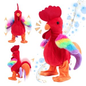 sdenow musical squawking chicken stuffed animal walking singing waving rooster fun electronic interactive animation plush toys gifts for kids