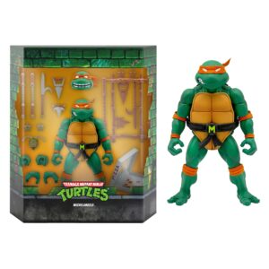 super7 ultimates! teenage mutant ninja turtles michelangelo - 7" tmnt action figure with accessories classic cartoon collectibles and retro toys