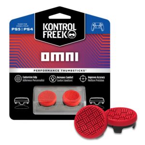 kontrolfreek omni for playstation 4 (ps4) and playstation 5 (ps5) | 2 performance thumbsticks | 2 low-rise concave | red