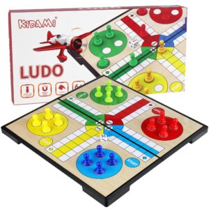 kidami ludo magnetic board game set, children’s family ludo learning game for kids and adults（11.2x11.2 in ）