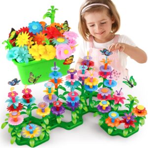 springflower toys for girls 3 4 5 6 7 years old, flower garden building kit with storage case,educational stem toy and preschool garden play set for toddlers, 148pcs