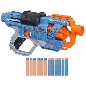 nerf elite 2.0 commander rd-6 dart blaster, 12 nerf elite darts, 6-dart rotating drum, nerf blasters, kids outdoor toys for 8 year old boys & girls and up