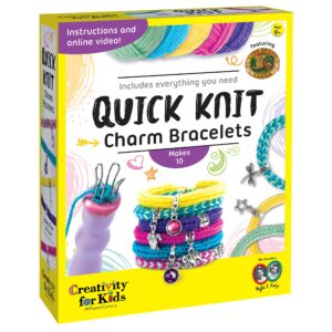 creativity for kids quick knit charm bracelets - create 10 diy friendship bracelets, kids jewelry making kit