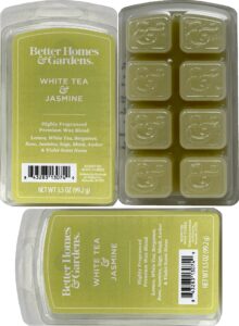 better homes and gardens - white tea and jasmine 3.5oz scented wax cubes 3-pack, green, 3.5oz (99.2g) x 3