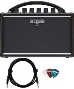 boss katana mini guitar combo amplifier bundle with instrument cable and 3-pack picks