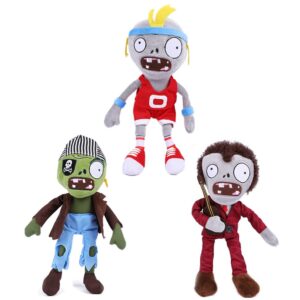 jhesao 3 pcs plants and zombies plush toy zombies sets football, sport plushies 1 2 stuffed soft pirate doll, guitar pvz plushies figure doll new