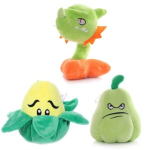 jhesao 3 pcs plants and zombies snapdragon plush plants sets zombies toy snapdragon, 1 2 stuffed soft squash doll, corn pvz plushies figure doll chili new