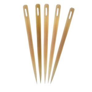 lord of battles medieval needle viking embroidery needle handmade knitting needles binding tool, multipurpose weaving/knitting/stitching needles for craft work (set of 5, bone needles - 3.5")