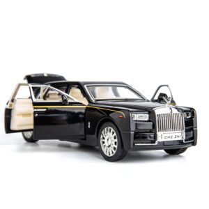 bdtctk 1/32 rolls-royce phantom model car,zinc alloy pull back toy car with sound and light for kids boy girl gift (black)