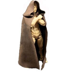 ssbeauty m 1:12 scale fabric cape cloak with hat for 6 inch 1/12 action figure clothes (brown cloak)